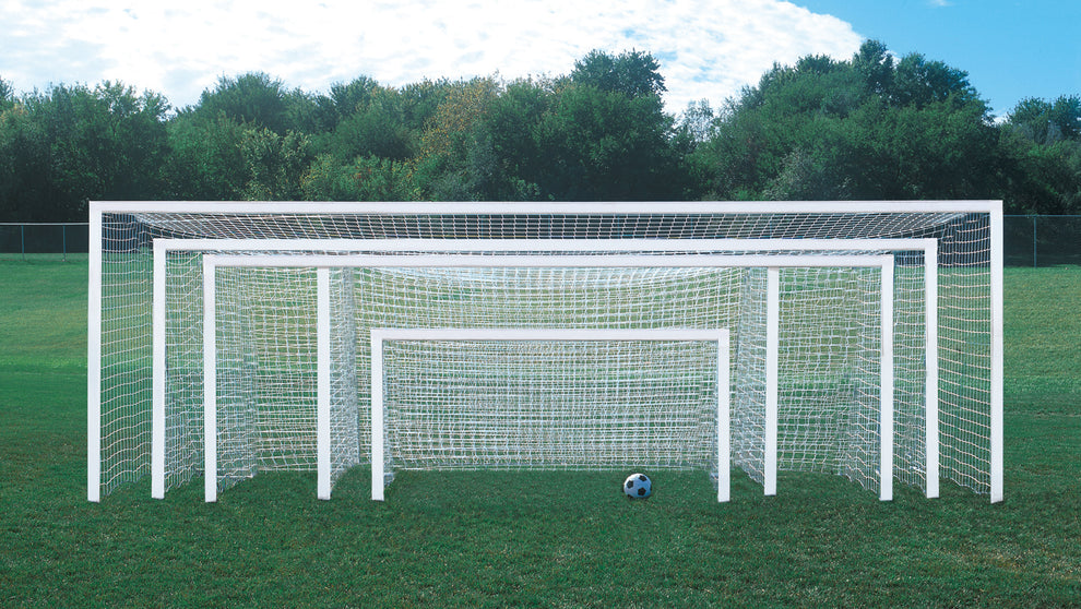 Shootout 4" square aluminum permanent/semi permanent soccer goals ...
